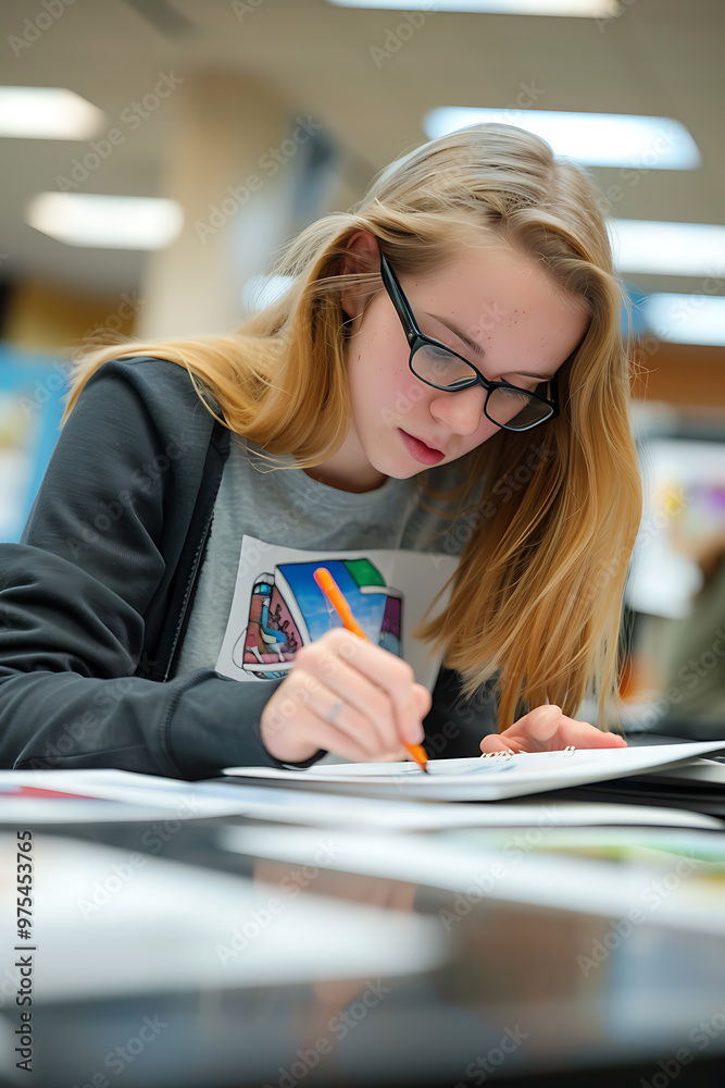 Professional Graphic Design Teacher Critiquing Student Portfolios and ...