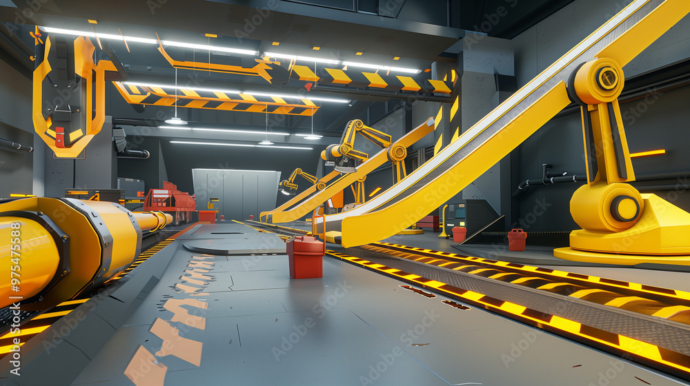 Advanced electric vehicle battery production line with robotic arms ...