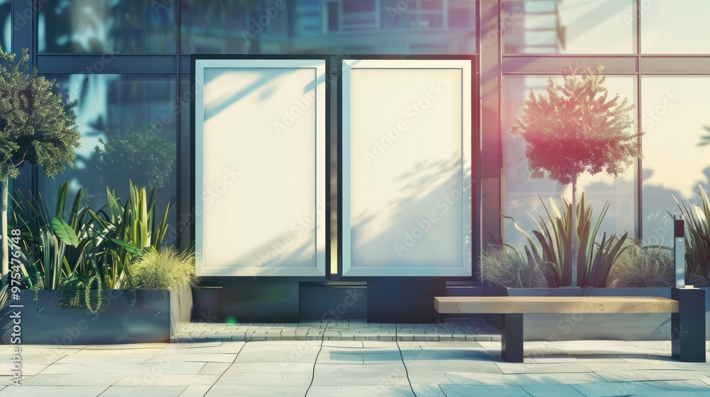 Mockup signboard for offers or ads in public area clean and blank ...