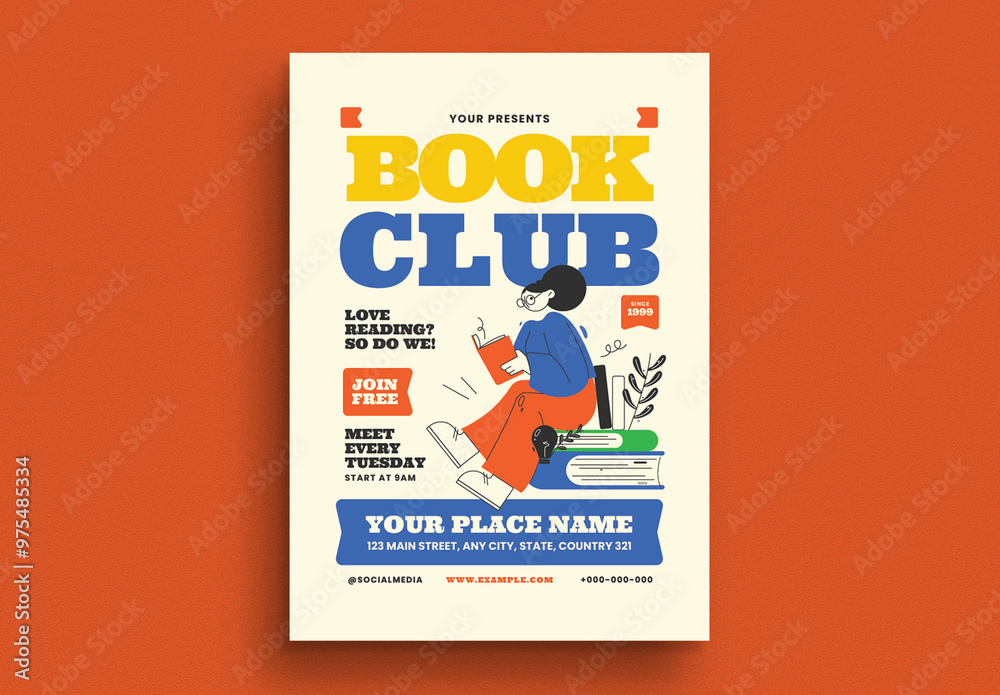 Modern Book Club Promotion Flyer Stock Template | Adobe Stock