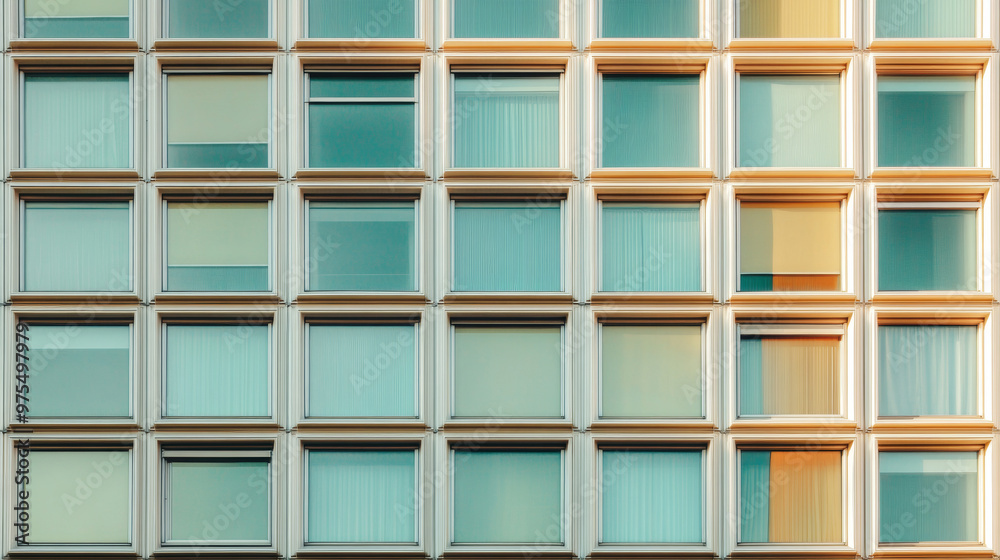 The building has a modern design with a grid of windows, creating a ...