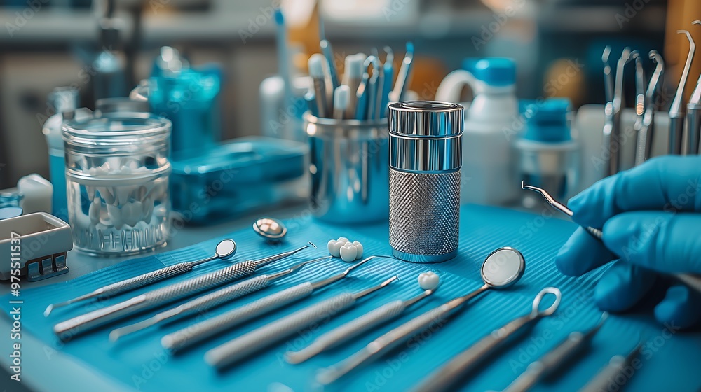 Surgical Setup of Dental Tools and Instruments Perfectly Organized in a ...