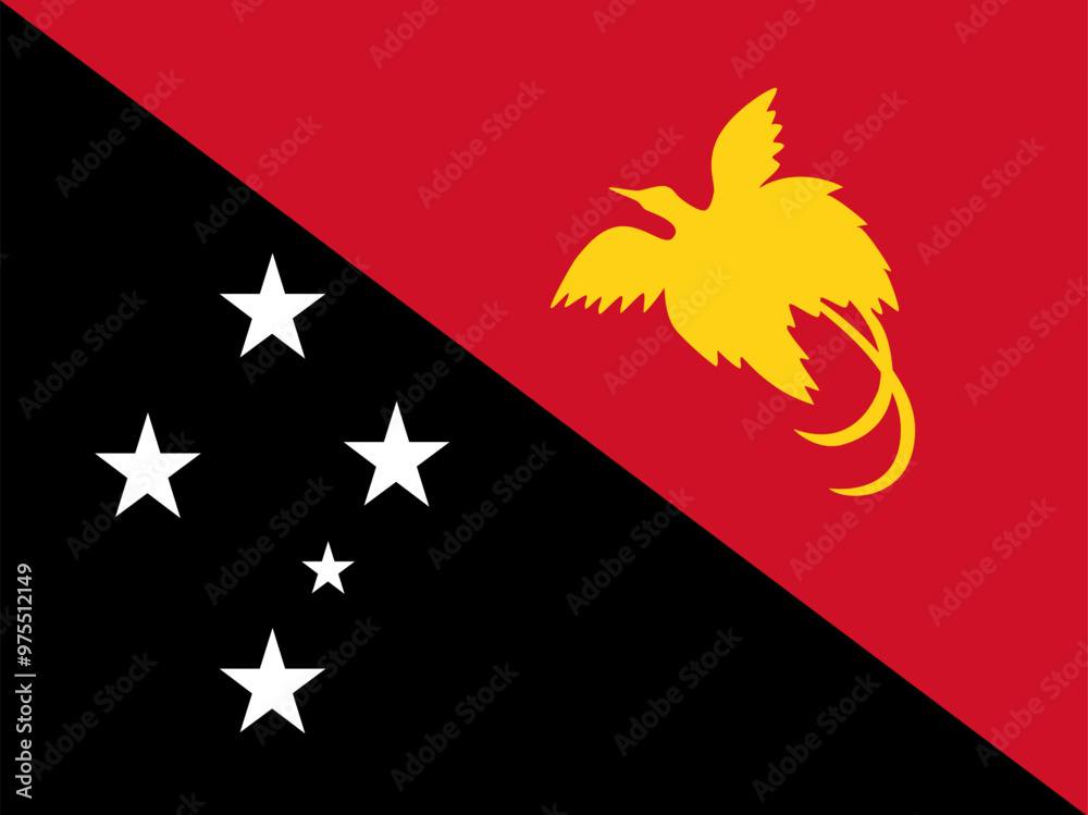 National Flag Independent State of Papua New Guinea (PNG), the upper ...