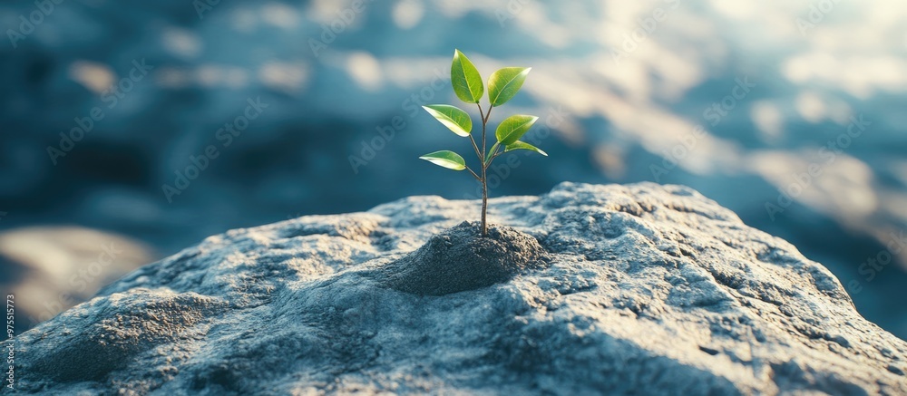 Business struggle metaphor illustrating a green sapling thriving on a ...