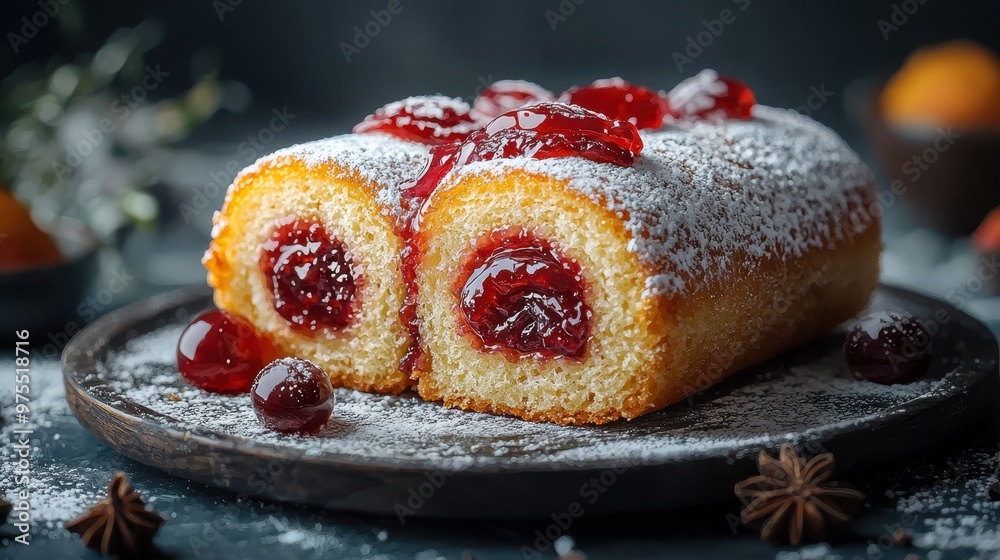 Delectable Jam Roly Poly Slice showcasing Layers of Jam and Sponge with ...