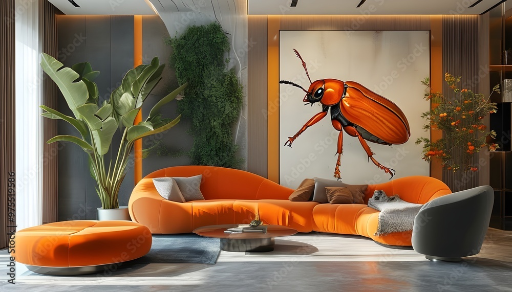 Surreal blend of nature and contemporary design with an enormous orange ...