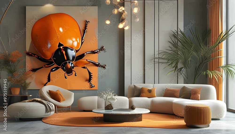 Surreal blend of nature and contemporary design with an enormous orange ...