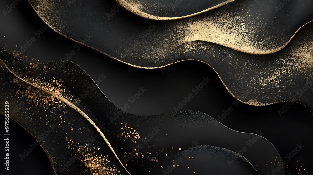 Glossy black background with a subtle gold texture overlay, creating a ...