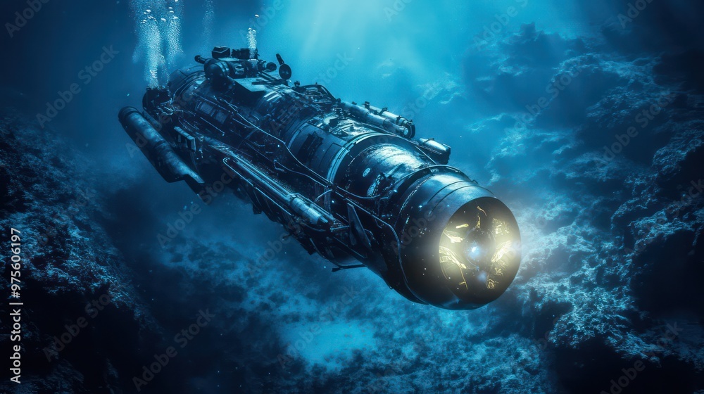 Technology in underwater exploration, with advanced submersibles and AI ...