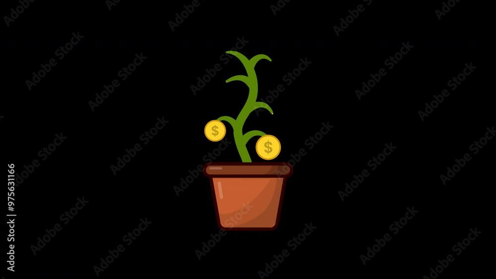 Animated investment illustration with growing trees. Business ...