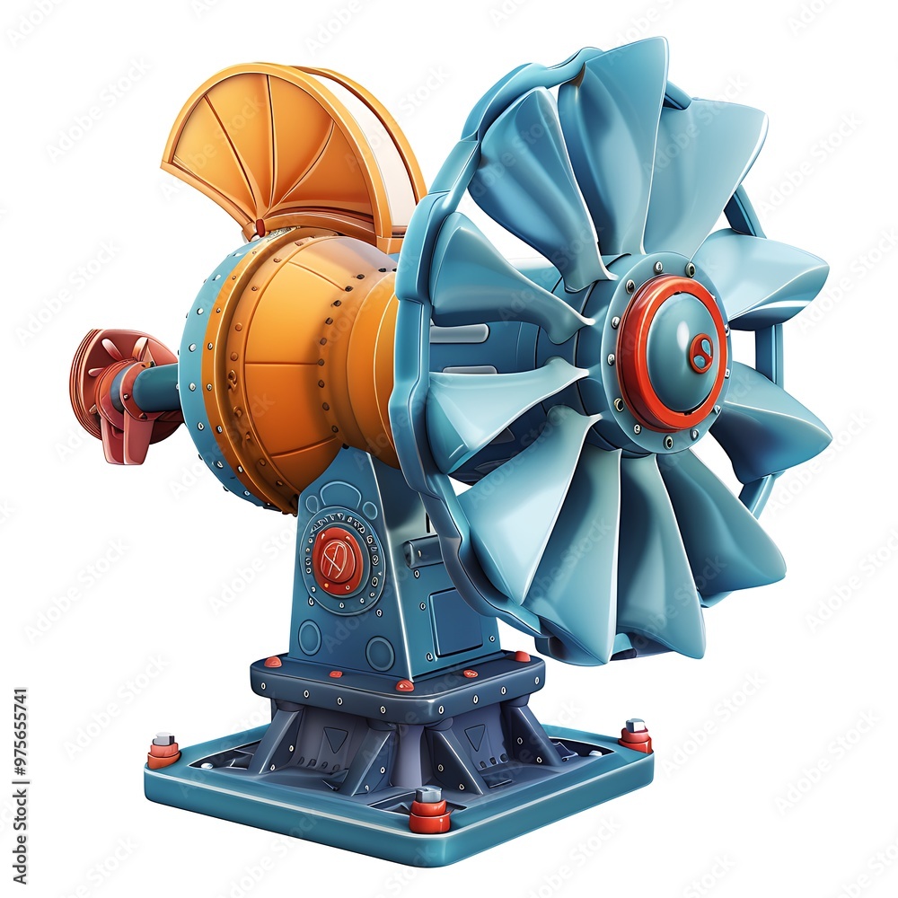 Water turbine engine, hydroelectric power generation machine 3D art ...