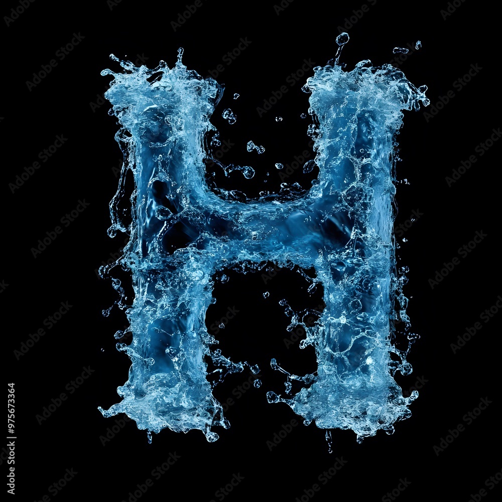 Water Letter H, Alphabet H made of water isolated on black background ...