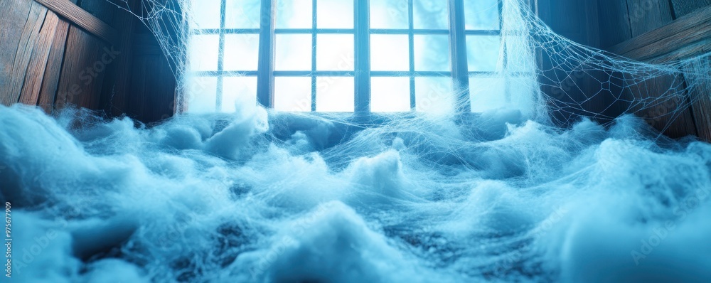 Haunted Mansion Interior with Thick Layers of Cobwebs Covering Walls ...