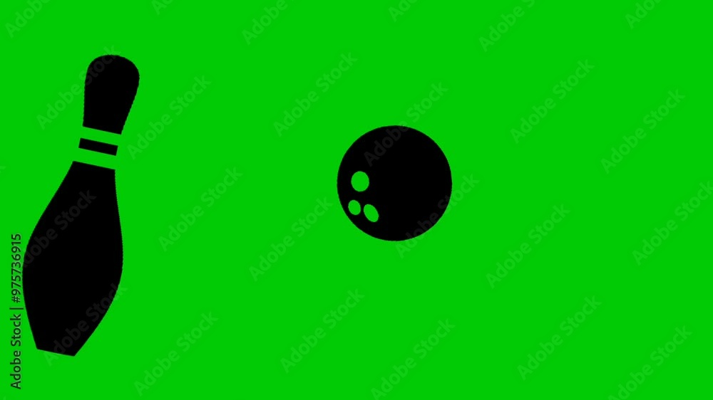 animated illustration of a bowling game on a green screen. bowling ...