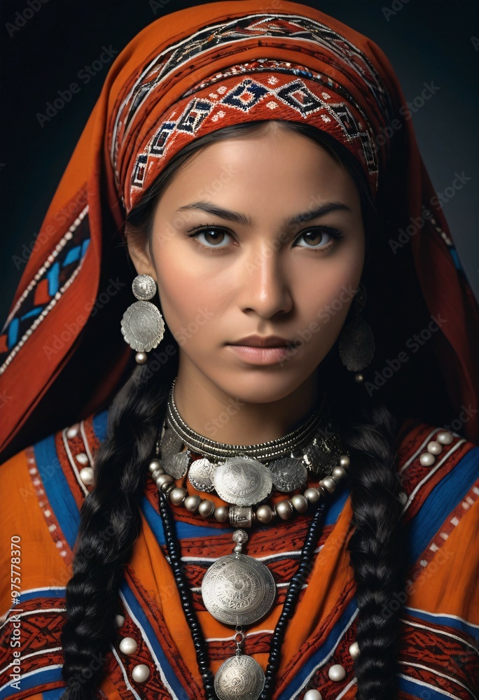 Portrait of a Sami Woman Wearing Traditional Clothing, Reflecting Her ...