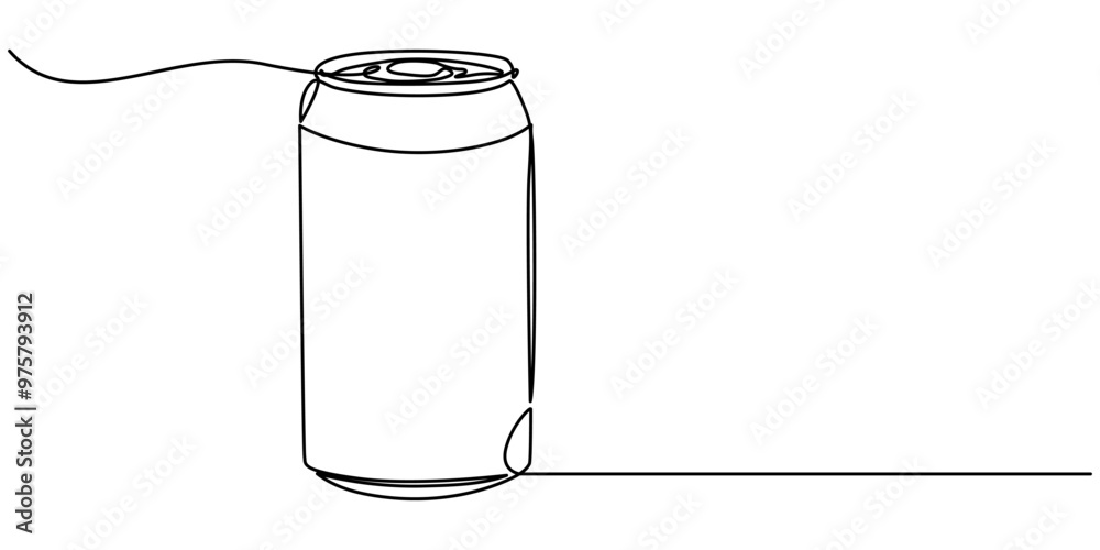 Continuous line drawing of soda aluminum can. One line of aluminum can ...