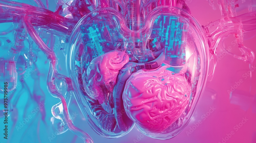 Fusion of Flesh and Tech: Bionic Organs Redefined Stock Illustration ...