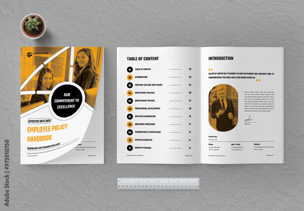 Employee Policy Handbook Layout Stock Template | Adobe Stock