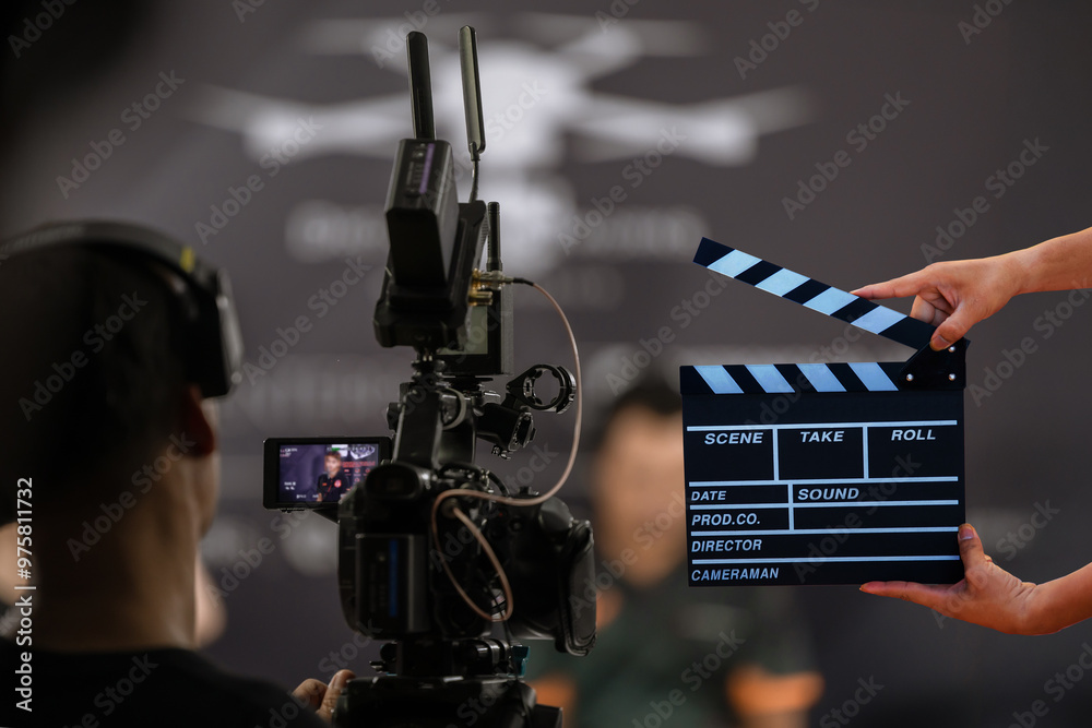 camera show viewfinder image catch motion in interview or broadcast ...