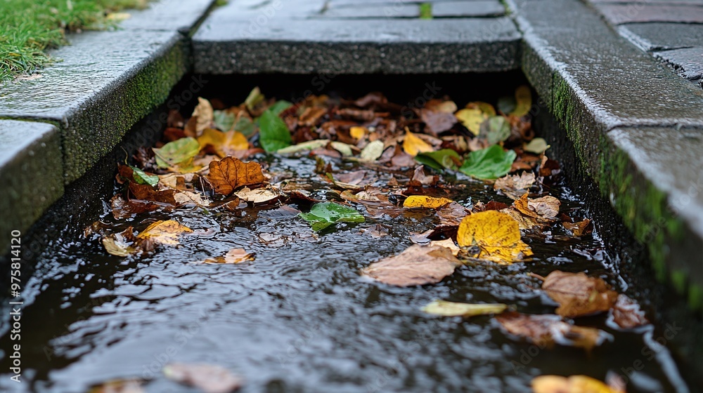 Gutter maintenance woes: a clogged gutter overflowing with leaves and ...