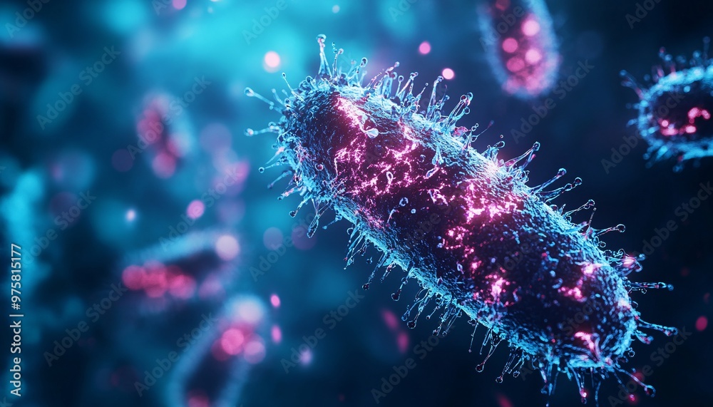 A detailed view of bacterial structure showcasing intricate designs and ...