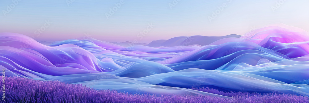 Ethereal Ebbs and Flows: Shapes of varying shades of purple and blue ...