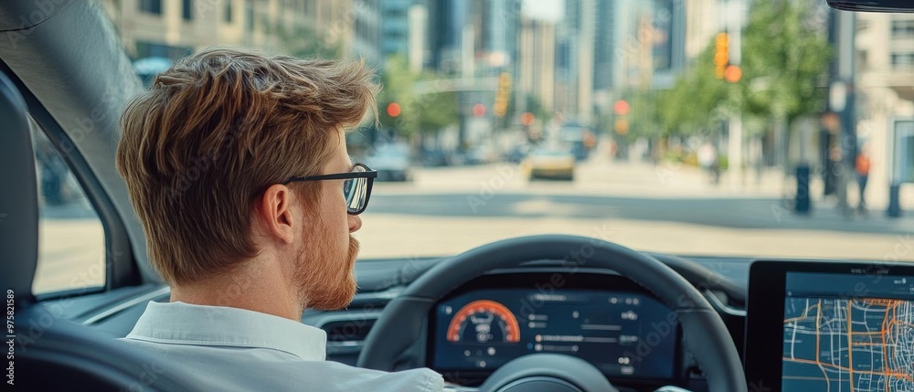 Engineers developing a self-driving vehicle system, fine-tuning its machine learning algorithms ...