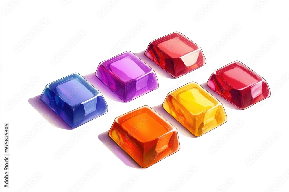 3D Cartoon Game Level Icons in Vibrant Colors - Set of 5 for Mobile and ...