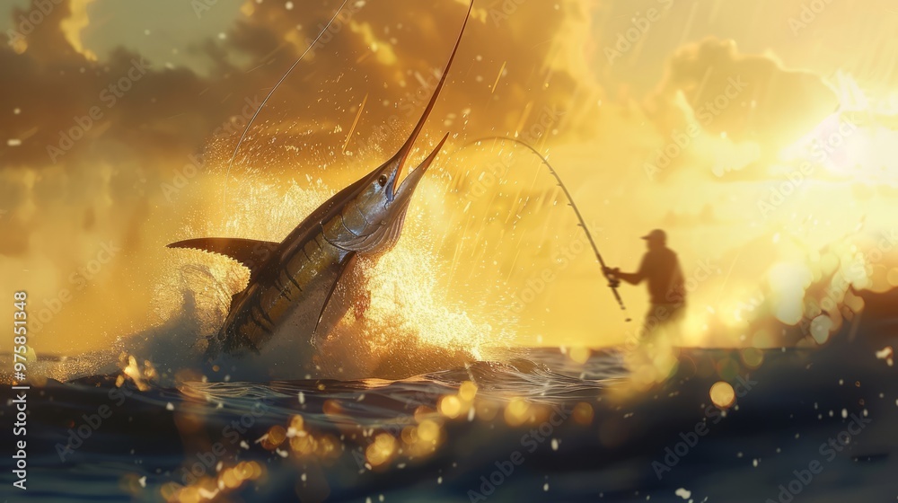 As the sun dips below the horizon, a determined fisherman fights a ...