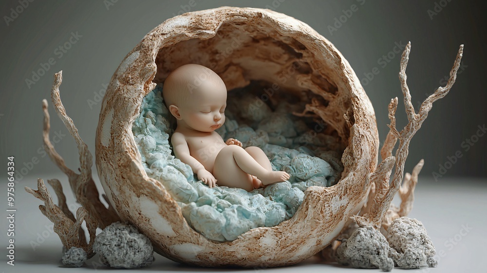 Create a 3D representation of a fetus and its amniotic environment ...
