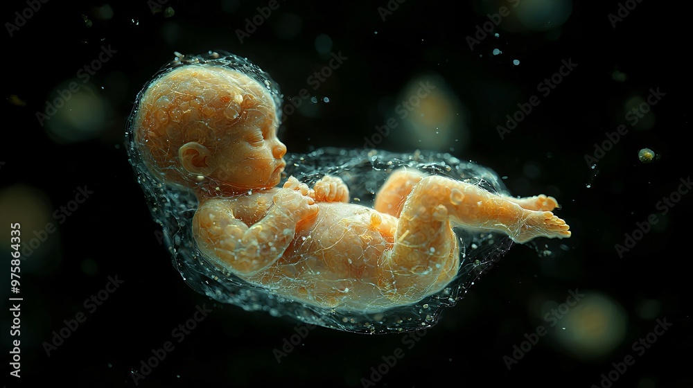 Create a 3D representation of a fetus and its amniotic environment ...