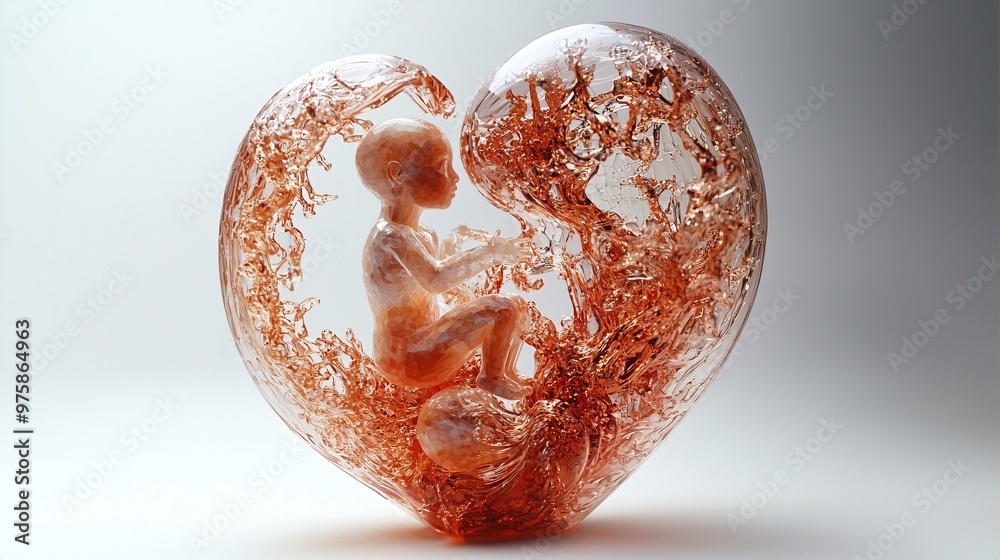 Develop a 3D model of the fetus and the placenta, emphasizing the ...