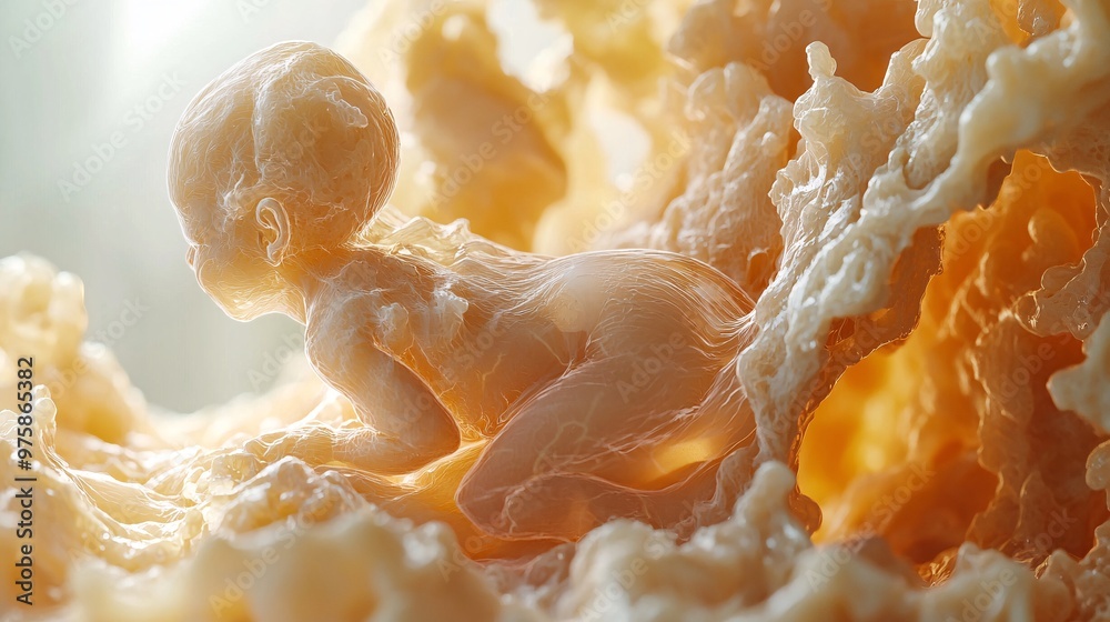 Create a 3D visualization of the fetus as it starts to move and stretch ...