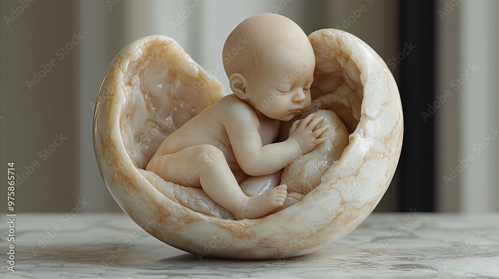 Design a 3D model of a fetus at full term, displaying the readiness for ...