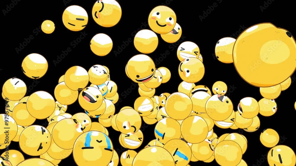 2D render Emoji Ball Bounce Animation Effect on transparent background ...
