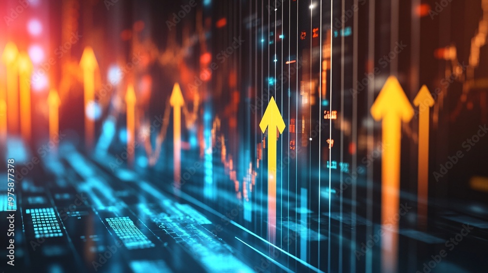 Professional style, business charts with clean profit arrows, arrows ...