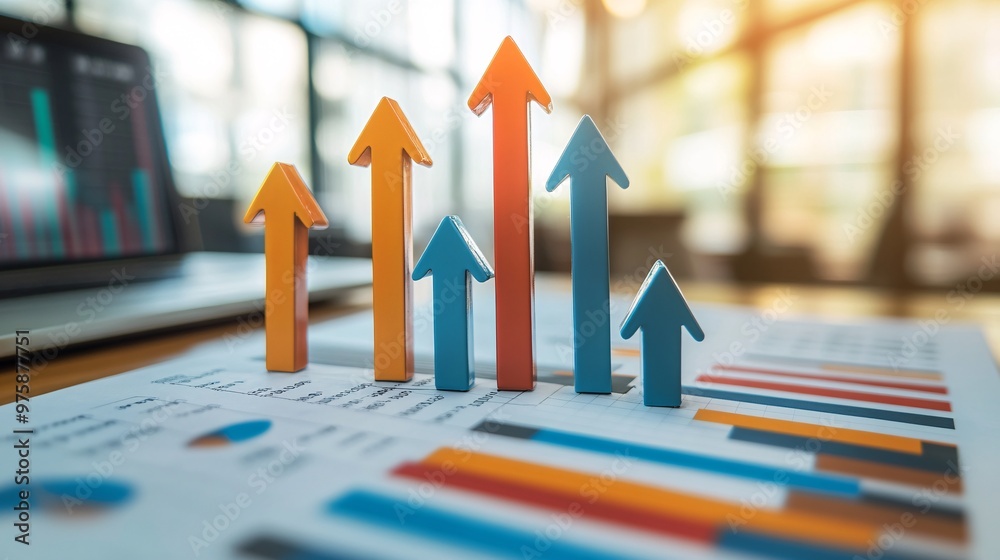 Professional style, financial planning with goal-oriented arrows ...