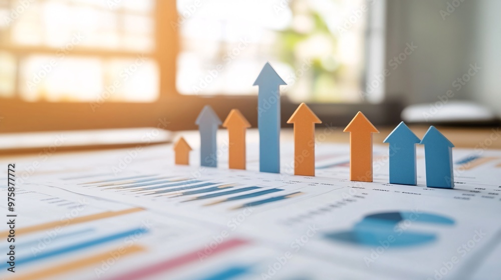 Professional style, financial planning with goal-oriented arrows ...