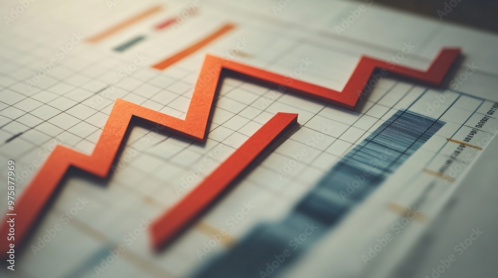 Practical style, budget analysis with straightforward financial arrows ...