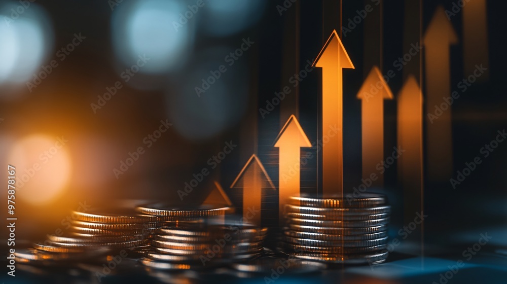 Strategic style, savings plan with classic upward arrows, arrows ...