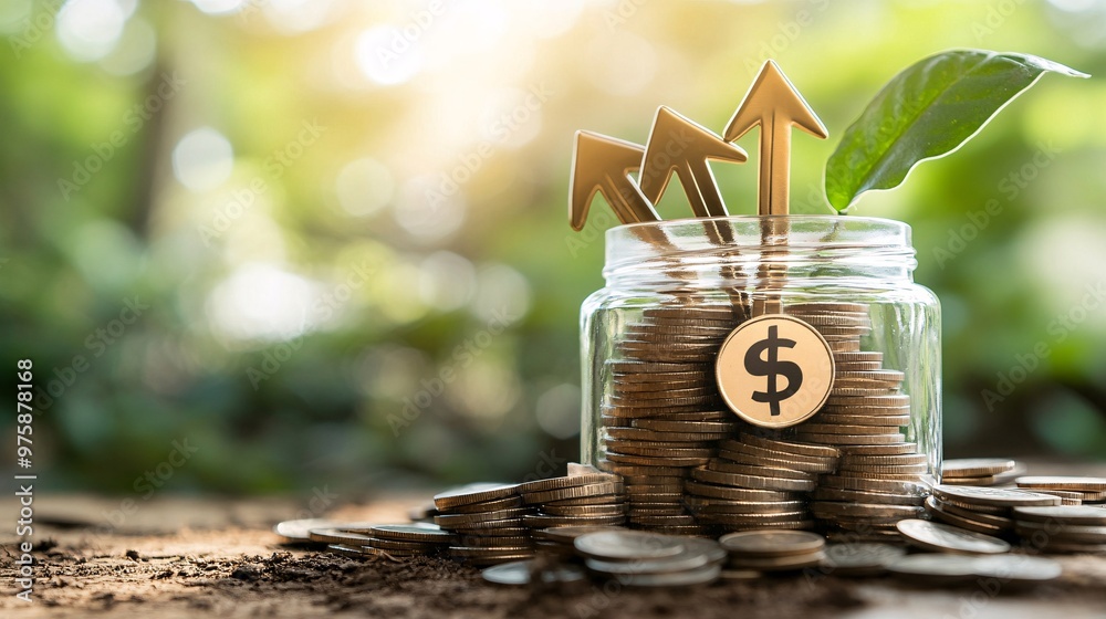 Strategic style, savings plan with classic upward arrows, arrows ...