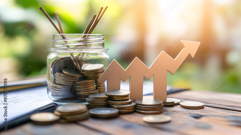 Strategic style, savings plan with classic upward arrows, arrows ...