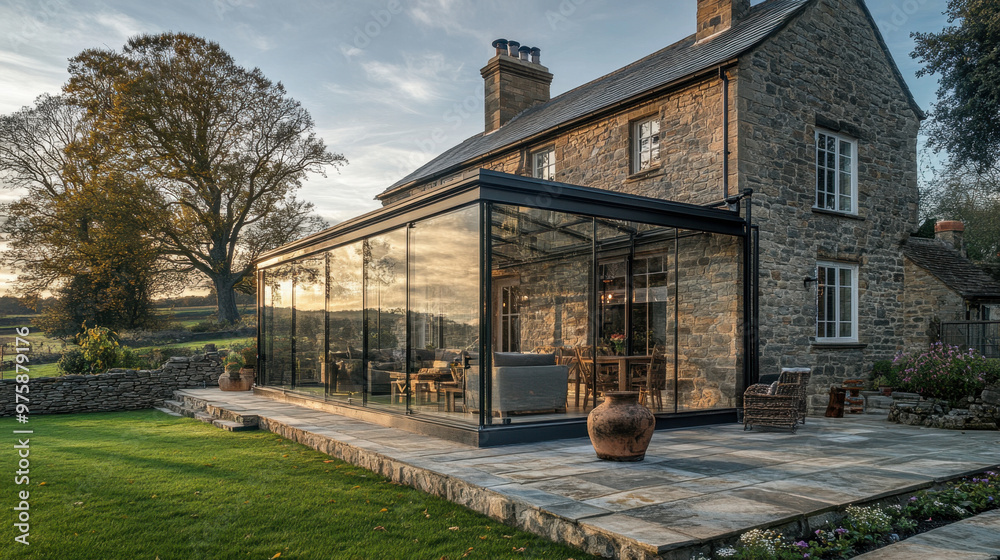 Glazed Veranda, A stylish glass veranda attached to a lovely ...