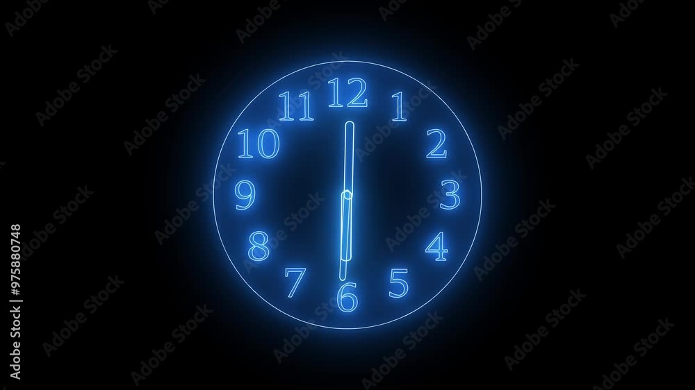 Digital clock icon animation. Neon clock icon animation, Stopwatch ...