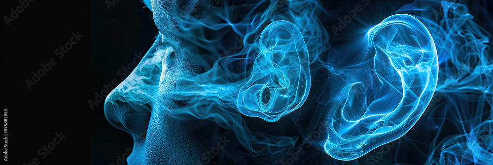 Ear Echoes: The inner ear's semicircular canals depicted in blue ...