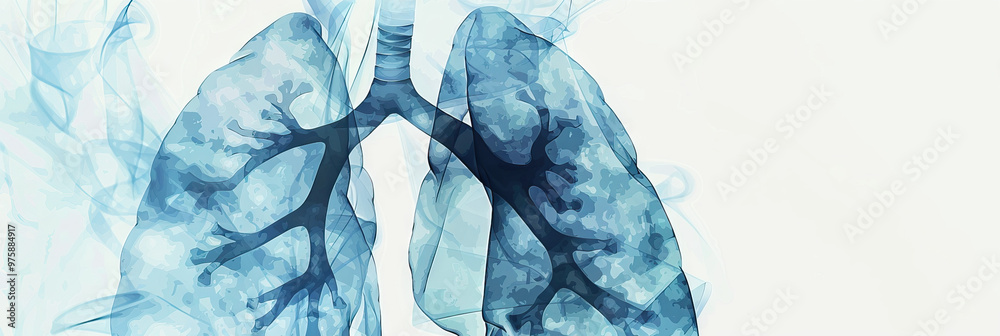 COPD Consequences: Medical background in shades of blue and gray ...