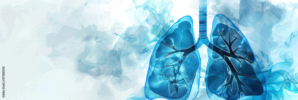 COPD Consequences: Medical background in shades of blue and gray ...