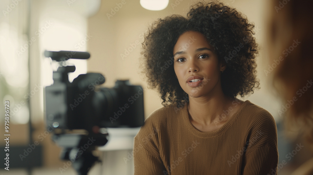 cinematic documentary scene featuring an intimate interview with a ...