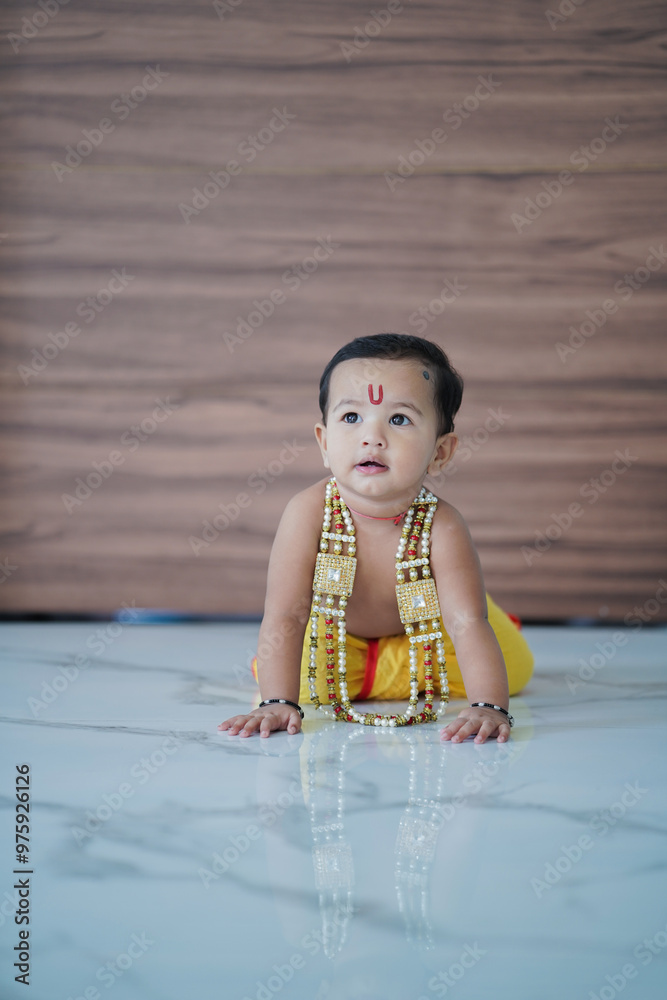 Foto de Baby in Krishna Costume, Baby Krishna in Traditional Outfit ...