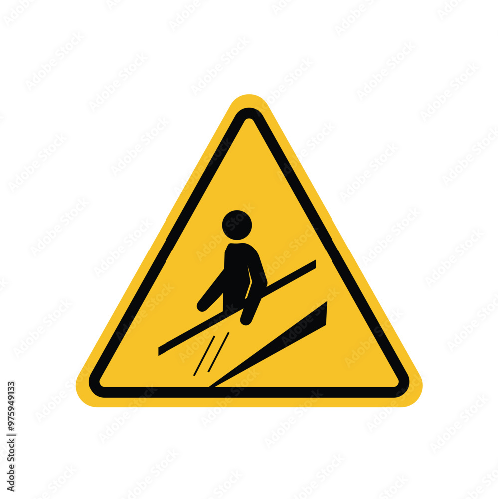 warning to use handle sign on yellow triangle board. Suitable for ...
